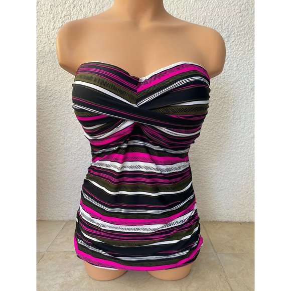 Anne Cole | Swim | Anne Cole Twist Front Shirred Bandeau Tankini Top ...